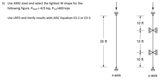 Solved 3) Use A992 steel and select the lightest W shape for | Chegg.com