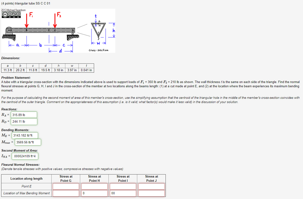 Solved (4 points) triangular tube SSC C01 2013 Michael | Chegg.com