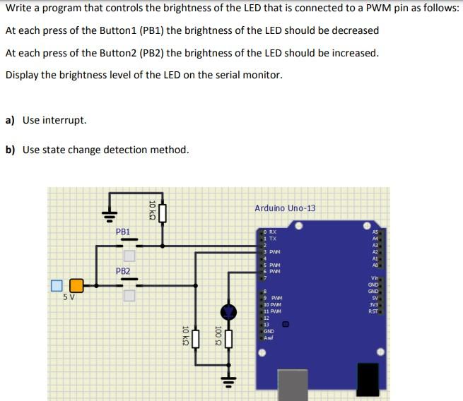 Solved Write a program that controls the brightness of the | Chegg.com