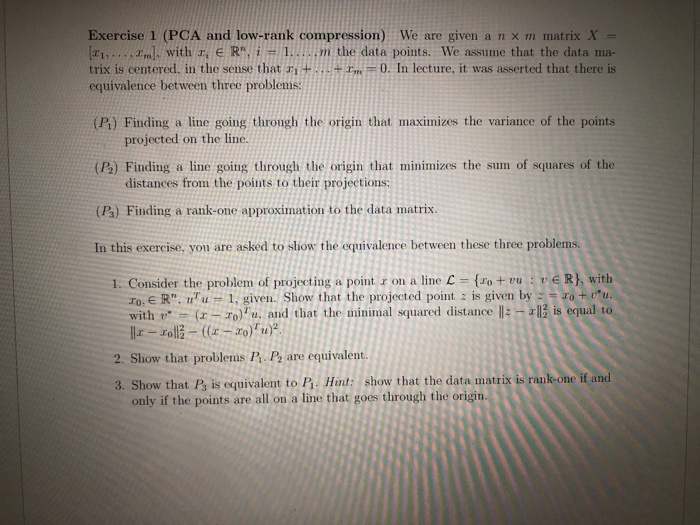 Solved Exercise 1 (PCA and low-rank compression) we are | Chegg.com