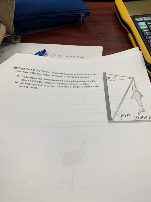 Solved Exercise 4 The A 10,000 N shark is supported by a | Chegg.com