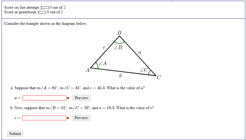 Solved Consider The Triangle Shown In The Diagram Below C Chegg