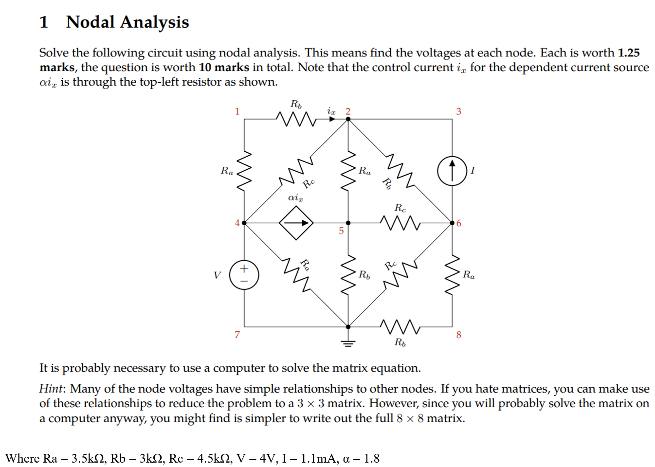 Solved Solve the following circuit using nodal analysis. | Chegg.com