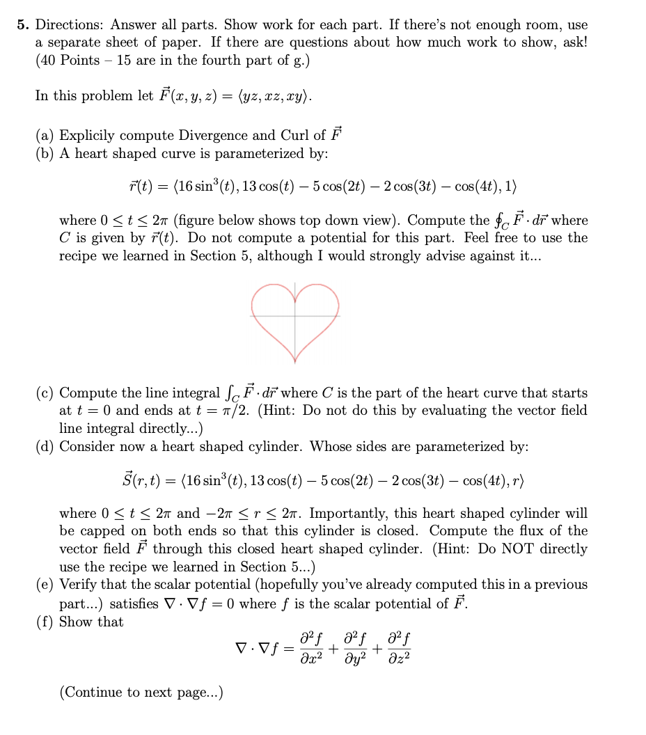 Solved Directions: Answer all parts. Show work for each | Chegg.com