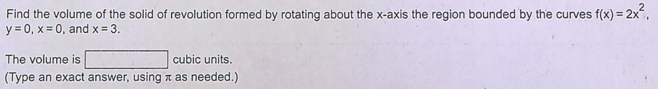 Solved Find the volume of the solid of revolution formed by | Chegg.com