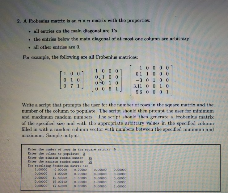 Solved Use octave to code and use disp to print entire | Chegg.com