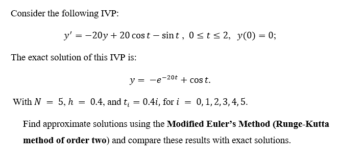 Solved Consider the following IVP: | Chegg.com