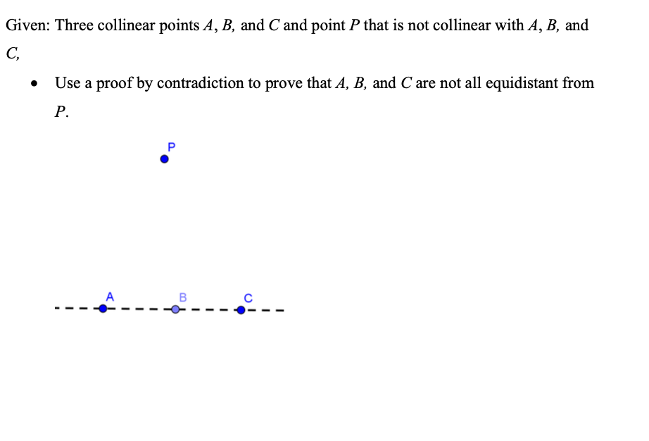 Solved Given: Three collinear points A, B, and C and point P | Chegg.com