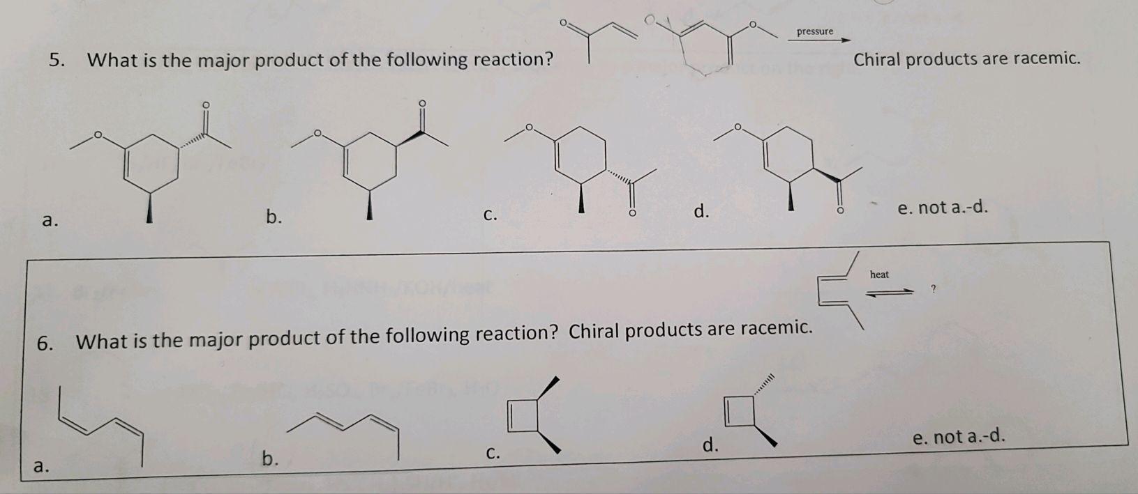 Solved 5. What is the major product of the following | Chegg.com