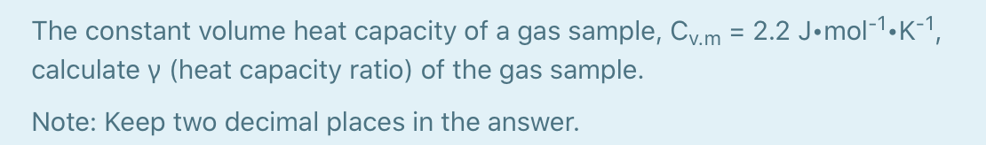 Solved The constant volume heat capacity of a gas sample, | Chegg.com