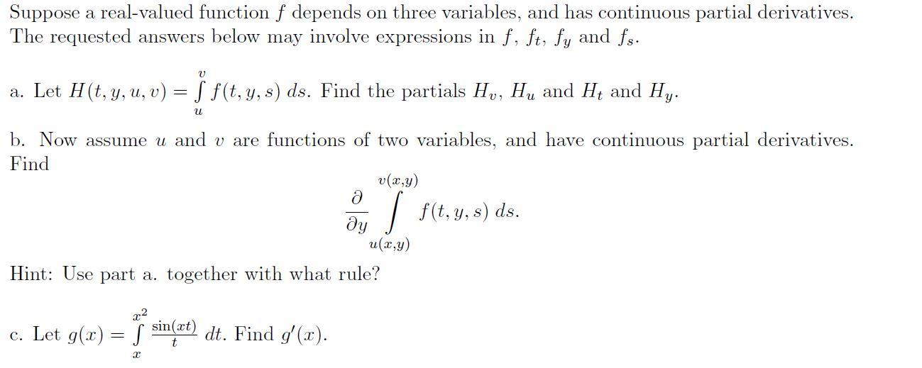 Solved Suppose a real-valued function f depends on three | Chegg.com