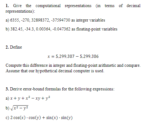 Solved 1. Give the computational representations in ters of | Chegg.com