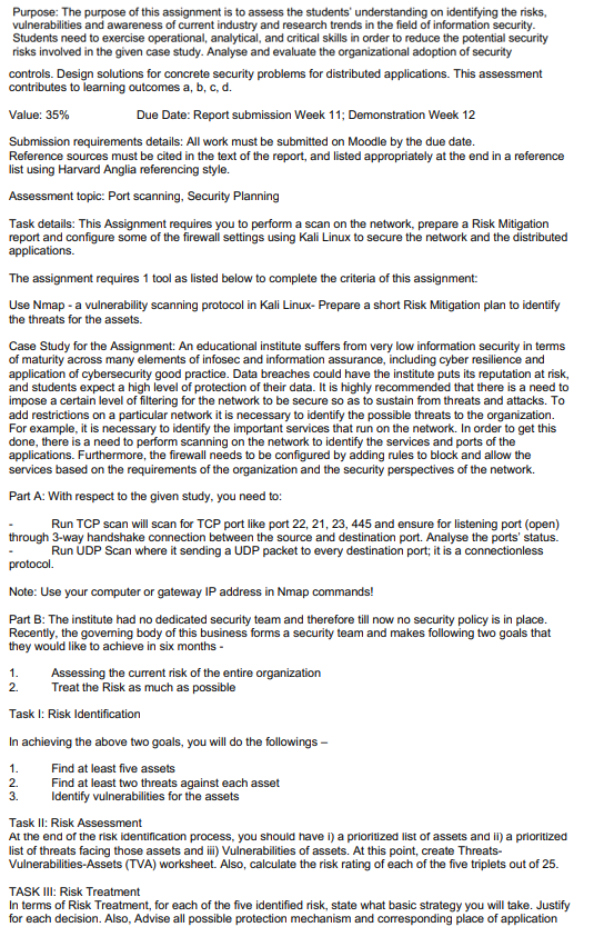 Solved Purpose: The purpose of this assignment is to assess | Chegg.com