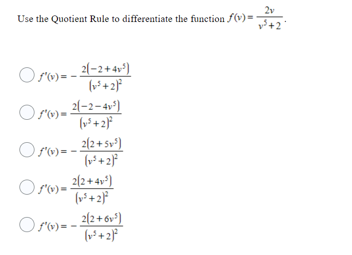 Solved Use the Quotient Rule to differentiate the function | Chegg.com