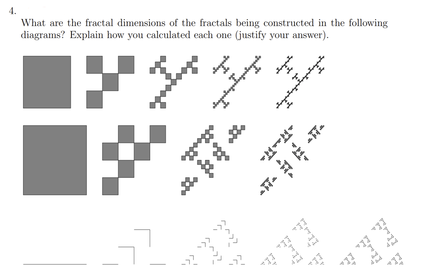 Solved 4. What are the fractal dimensions of the fractals | Chegg.com