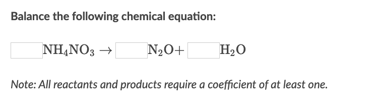 Solved Balance the following chemical equation: | Chegg.com