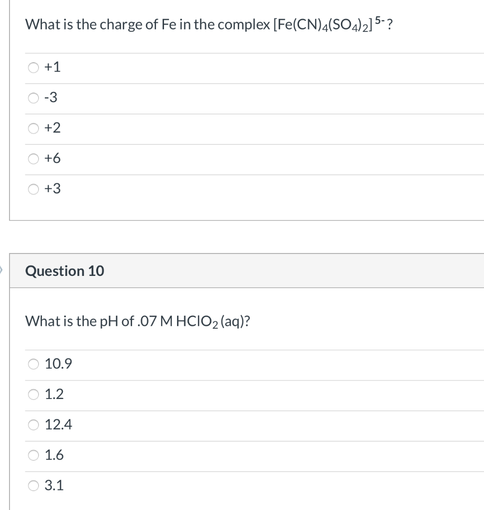 Solved What is the charge of Fe in the complex | Chegg.com
