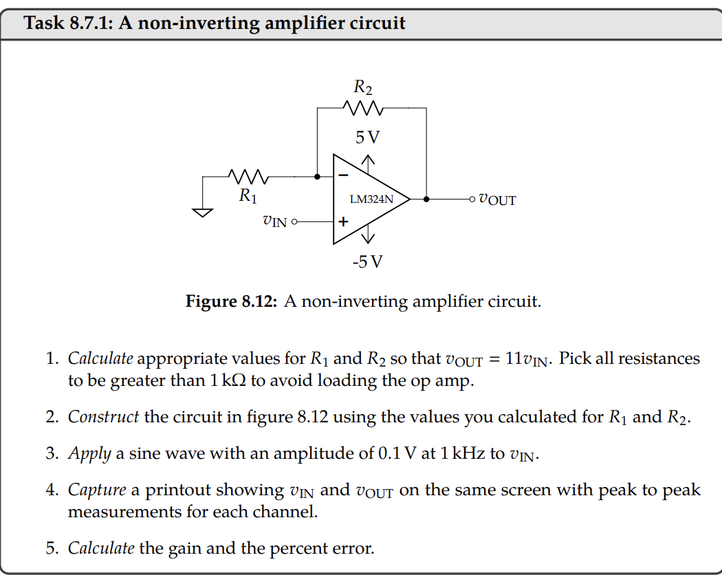 Solved Figure 8.12: A non-inverting amplifier circuit. 1. | Chegg.com