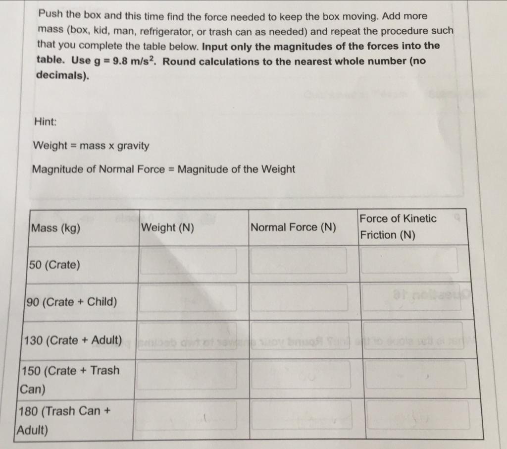 Solved Push the box and this time find the force needed to | Chegg.com