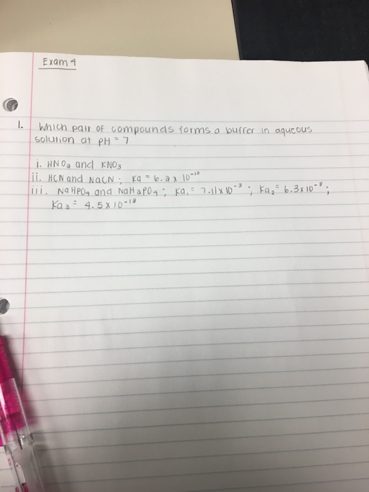 Solved Which pair of compounds forms a buffer in aqueous | Chegg.com