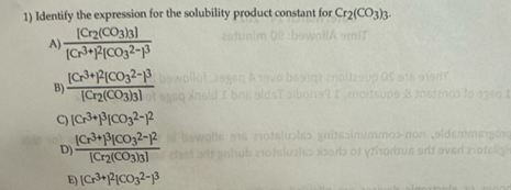 Solved Identify the expression for the solubility product | Chegg.com