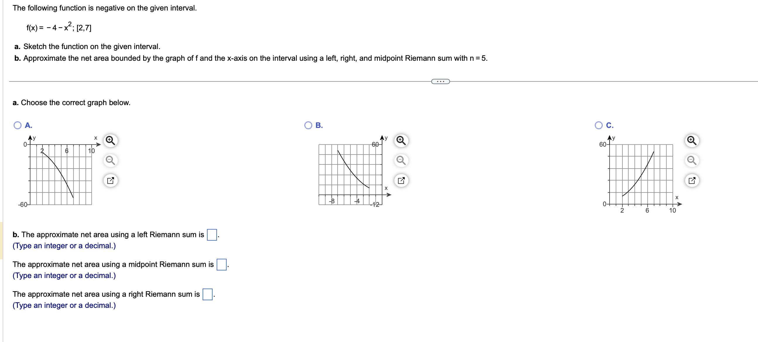 Solved The following function is negative on the given | Chegg.com