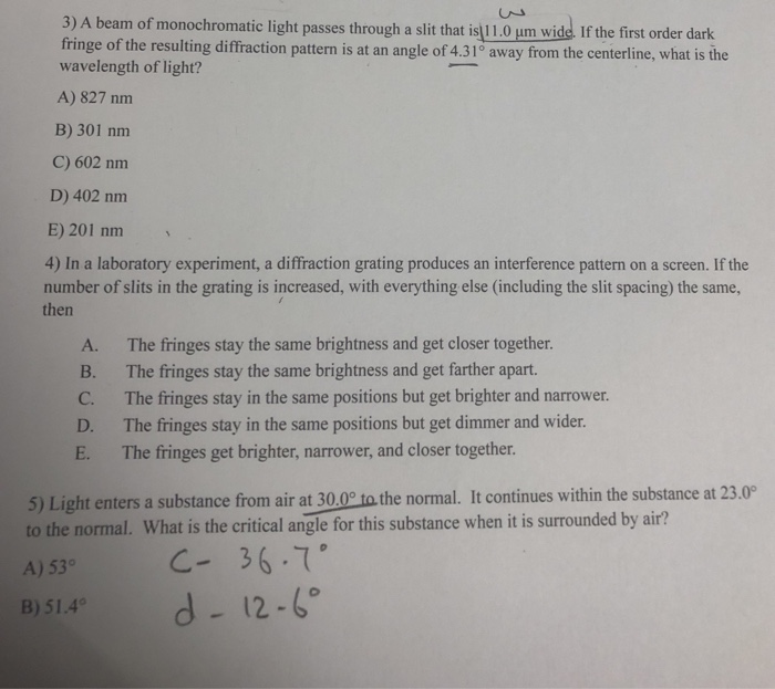 Solved 3) A beam of monochromatic light passes through a | Chegg.com