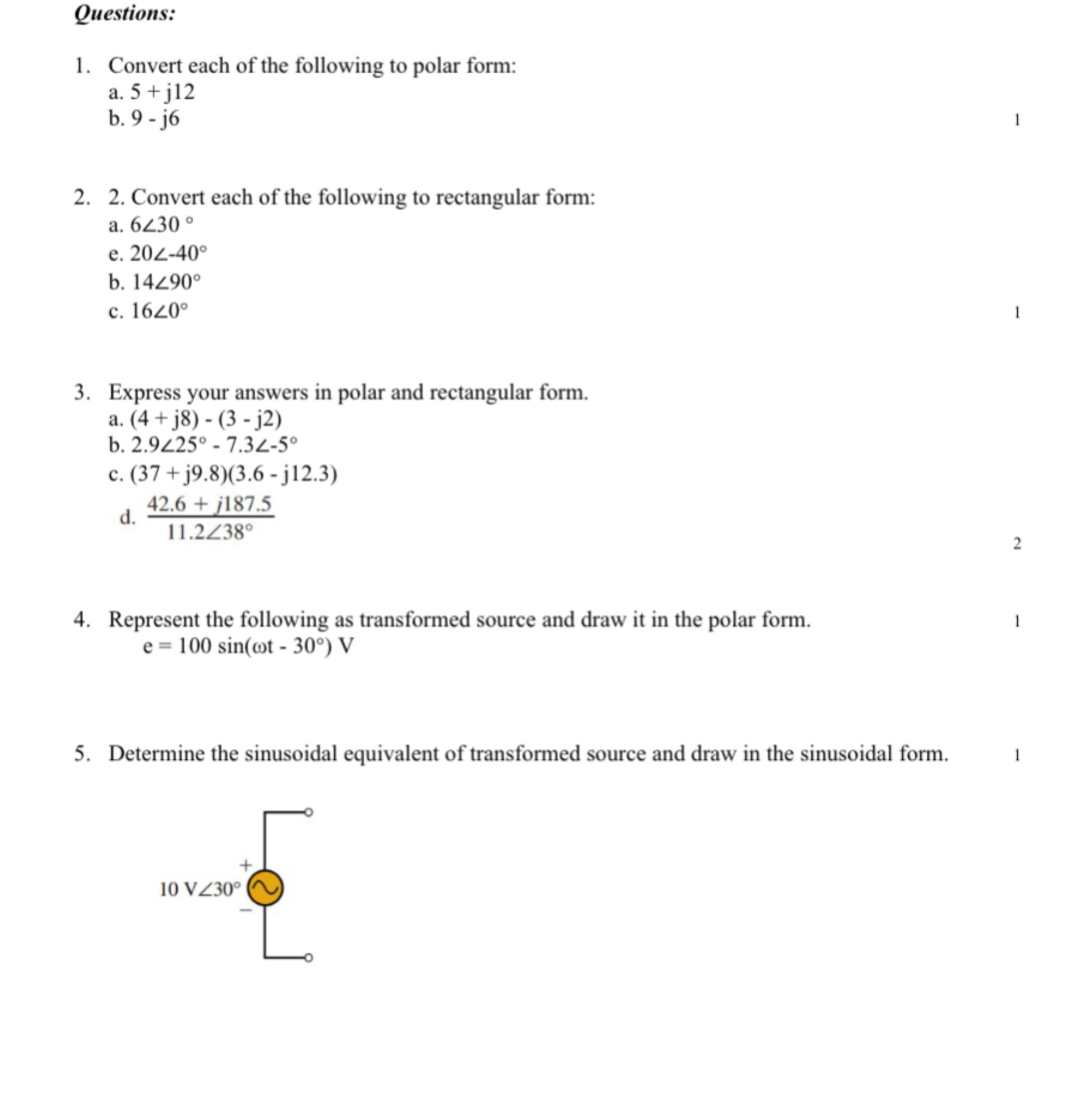 Solved Questions:Convert each of the following to polar | Chegg.com