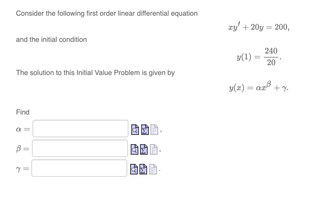 Solved Consider the following first order linear | Chegg.com