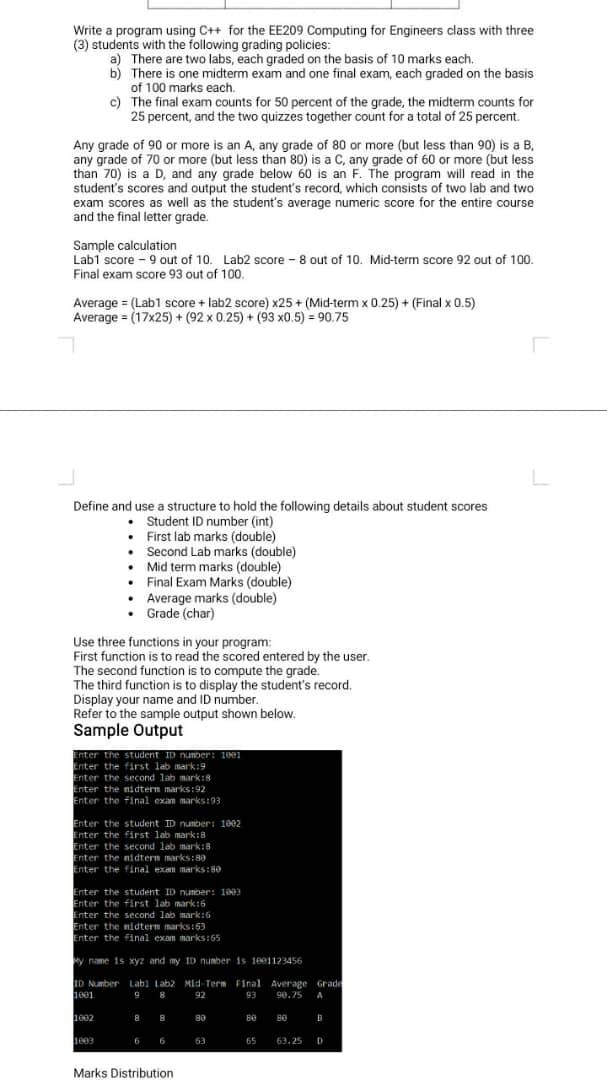 Solved Write a program using C++ for the EE209 Computing for | Chegg.com