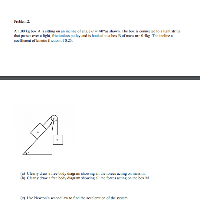 Solved Problem 2: A 1.00 kg box A is sitting on an incline | Chegg.com