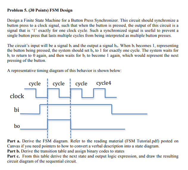 Solved Problem 5. (30 Points) FSM Design Design a Finite | Chegg.com