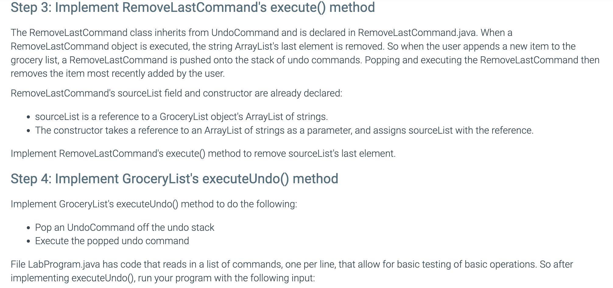 Solved In This Lab A Grocery List Editor With Undo
