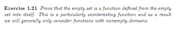 Solved Exercise 1.21 Prove that the empty set is a function | Chegg.com