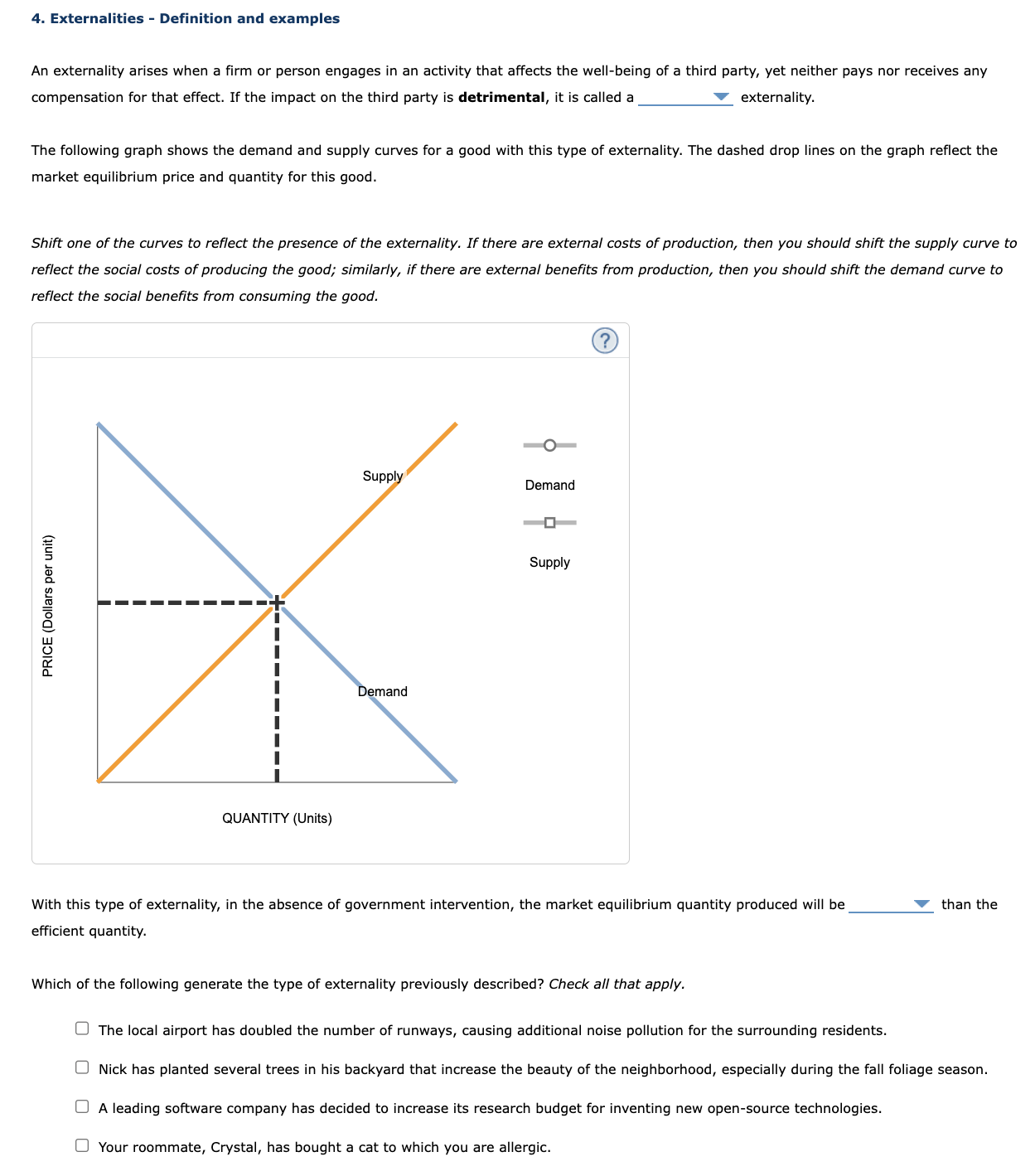 Solved Externalities - ﻿Definition and examplesAn | Chegg.com