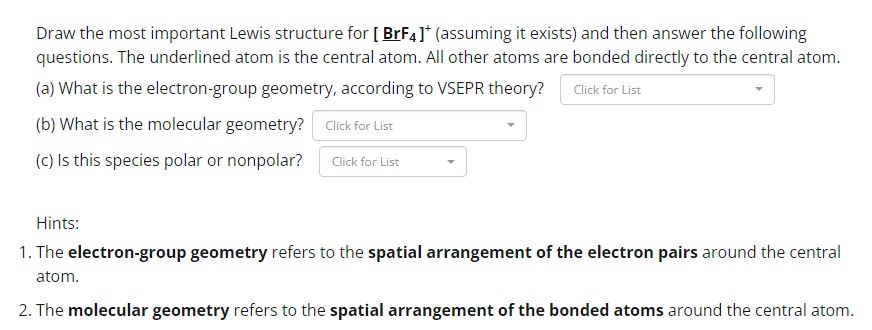 Solved Draw the most important Lewis structure for | Chegg.com