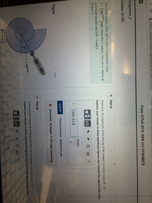 Solved a https://session Copy of Fall 2018: ENR 212 DYNAMICS | Chegg.com