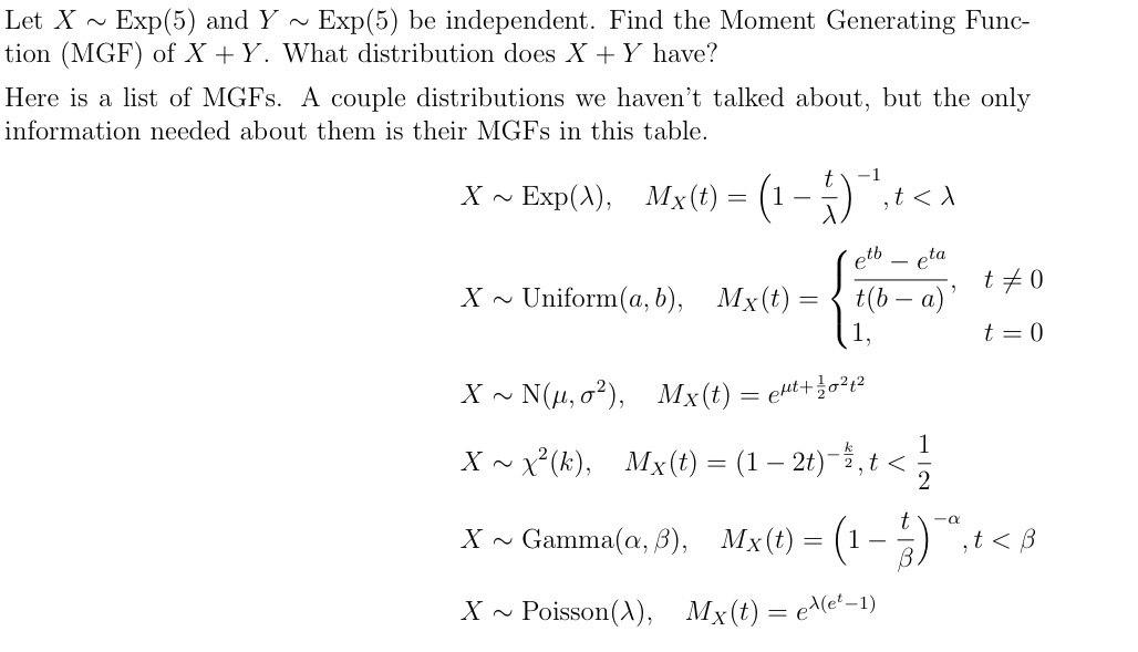 Solved Let X ~ Exp(5) and Y ~ Exp(5) be independent. Find | Chegg.com