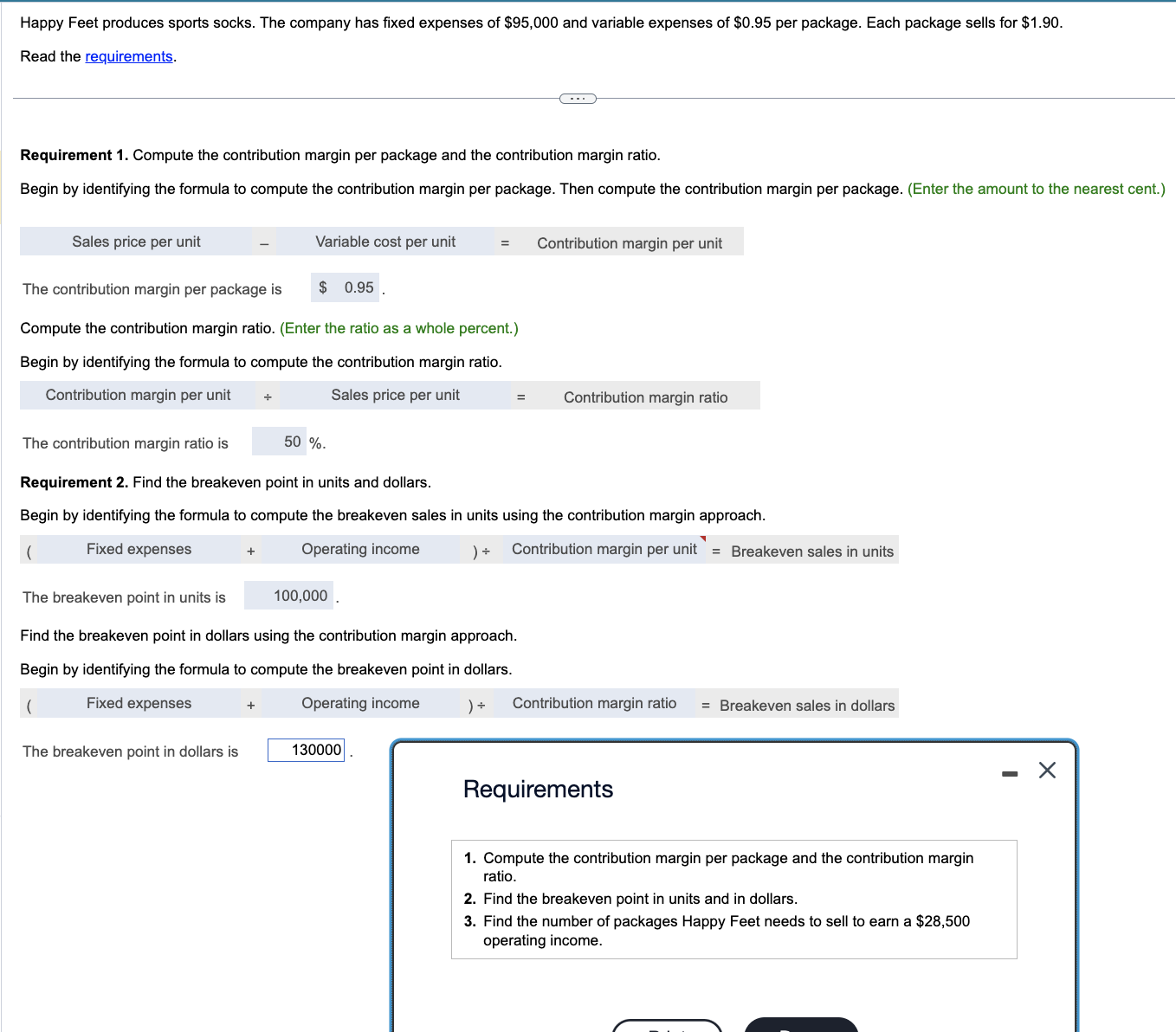Solved Need help with the breakeven point in dollars | Chegg.com