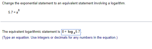 Solved Change the exponential statement to an equivalent | Chegg.com