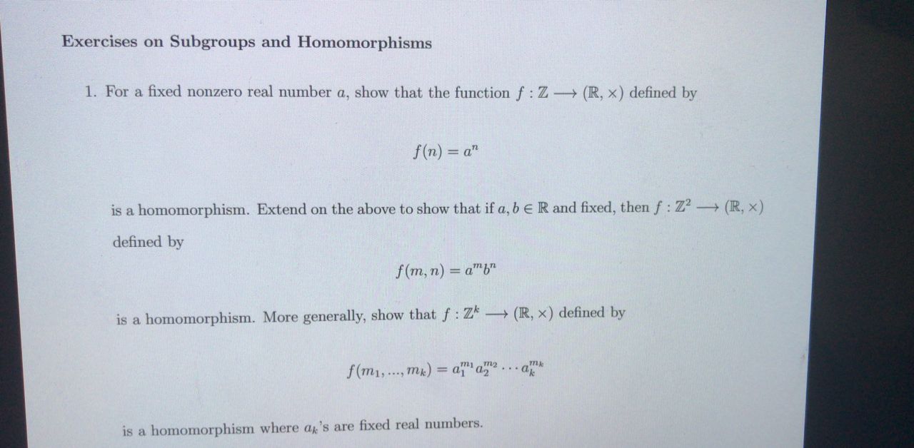 Solved Exercises on Subgroups and Homomorphisms 1. For a | Chegg.com