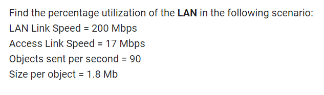 Solved 1.Find the percentage utilization of the LAN in the | Chegg.com