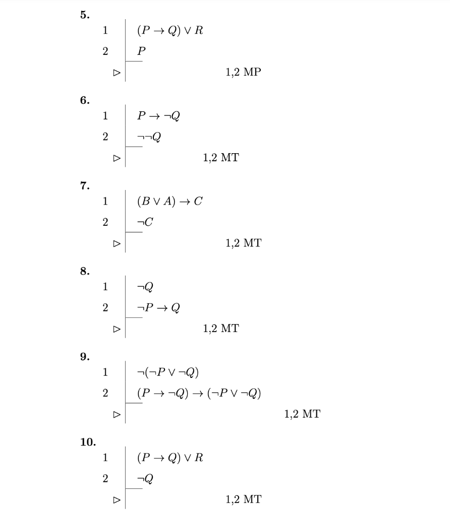 Quiz: MP, MT, DS Directions: For each of the | Chegg.com