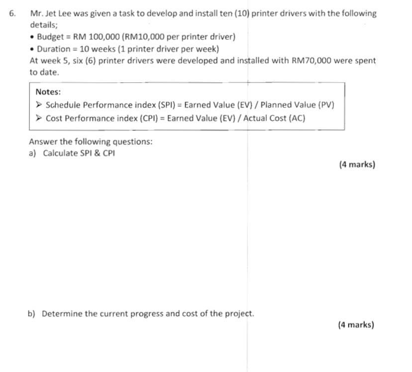 Solved Mr. Jet Lee was given a task to develop and install | Chegg.com