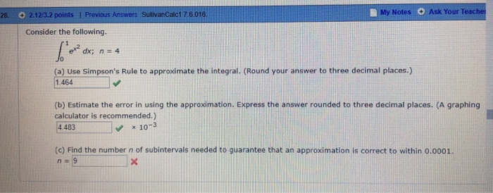 Solved 28.?2.123.2 points l Previous Answers Sulivancalc | Chegg.com