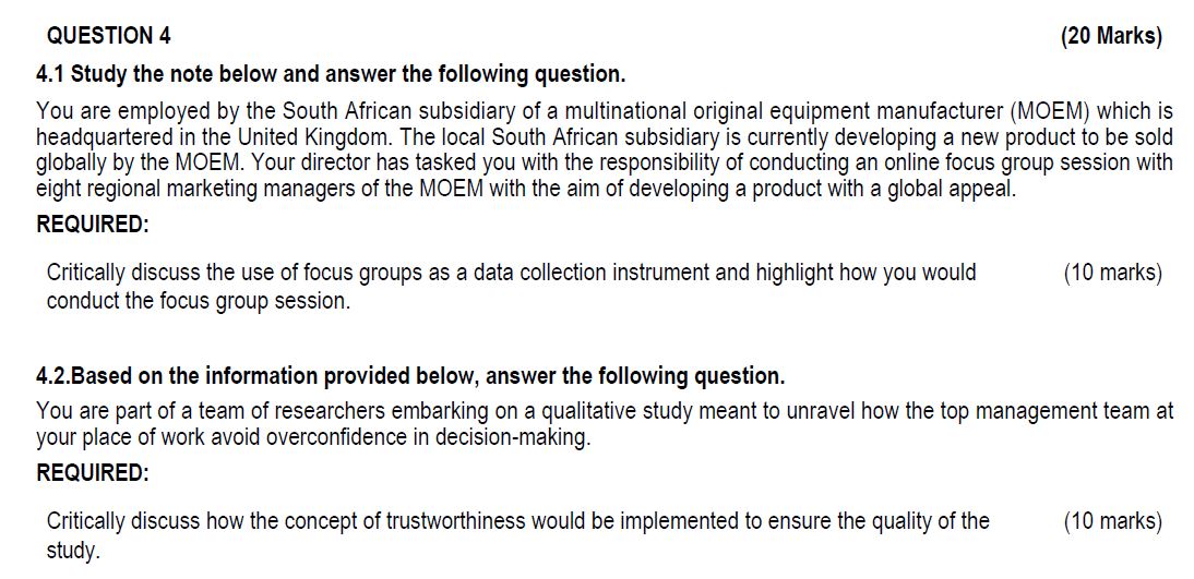 Solved QUESTION 4(20 ﻿Marks)4.1 ﻿Study the note below and | Chegg.com