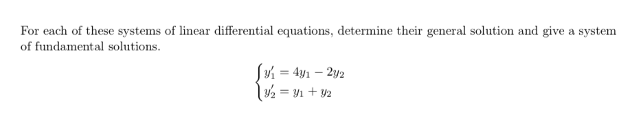 Solved For each of these systems of linear differential | Chegg.com