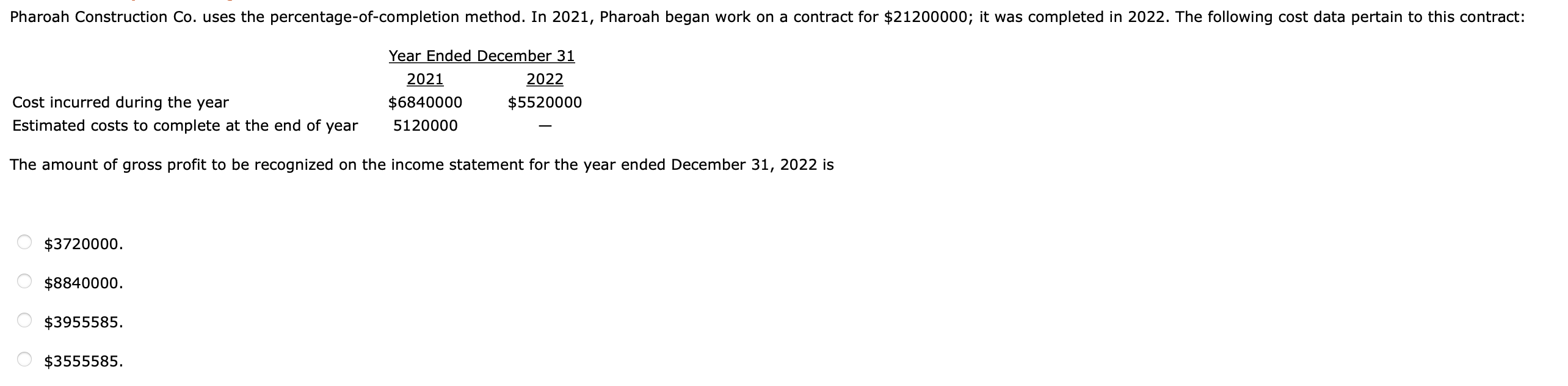 Solved Pharoah Construction Co. uses the | Chegg.com Solved Pharoah Construction Co. uses the | Chegg.com
