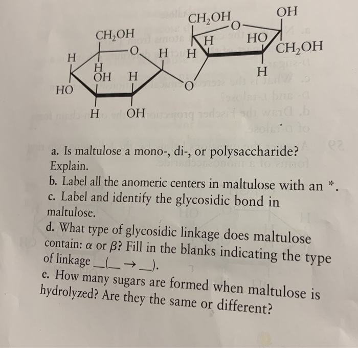 Solved OH CH2OH CH2OH HO H он н но нон a. Is maltulose a | Chegg.com