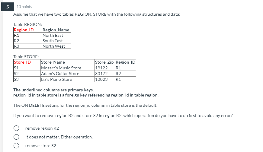 Solved 10 points Assume that we have two tables | Chegg.com